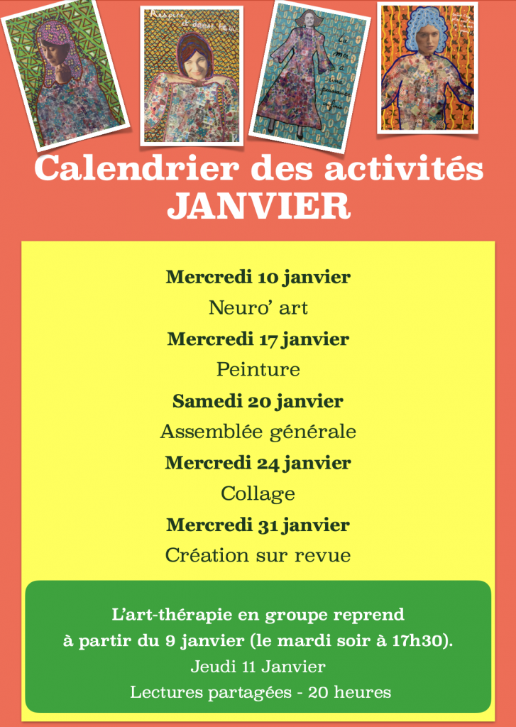 Calendrier des activités, janvier 2024. | Empreinte créative